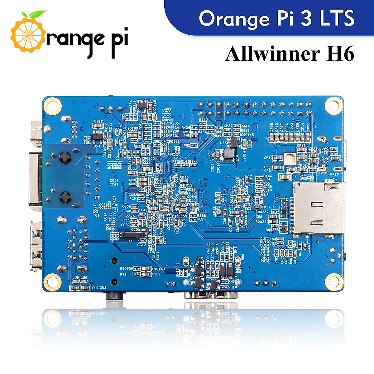 Orange Pi 3 LTS Allwinner H6 2GB LPDDR3 8GB EMMC Flash Quad Core 64 Bit Single Board Computer Support Android 9.0, Ubuntu, Debian Mini PC (PI3 LTS)