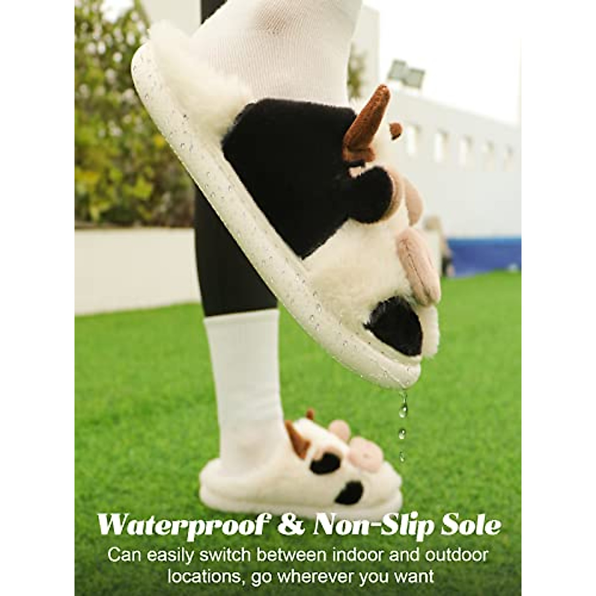 VRPQ Cow Slippers for Women, Cartoon Cute Animal Slippers, House Slippers Home Winter Slipper Indoor Outdoor Cow Slides for Women Men