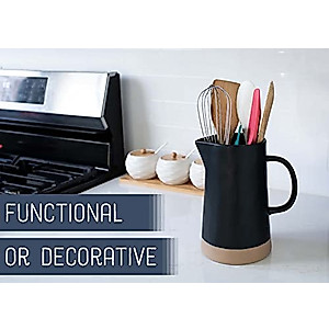 Nat & Jules Large Raw Bottom Matte Black 48 ounce Ceramic Pitcher Jug