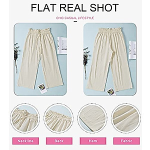 Dokotoo Womens Comfy Casual Loose Stretch Drawstring Tie Elastic Waist Solid Jogging Jogger Work Office Wide Leg Pants Sweatpants for Women with Pockets Khaki Medium