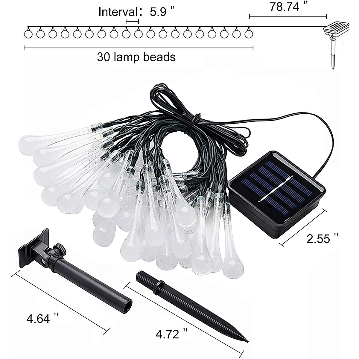 Comoo Solar String Lights Outdoor 21 Feet 30 LED Solar Lights 1Pc Outdoor Decorative 8 Mode Solar String Lights for Garden,Parties,Wedding-Warm Light