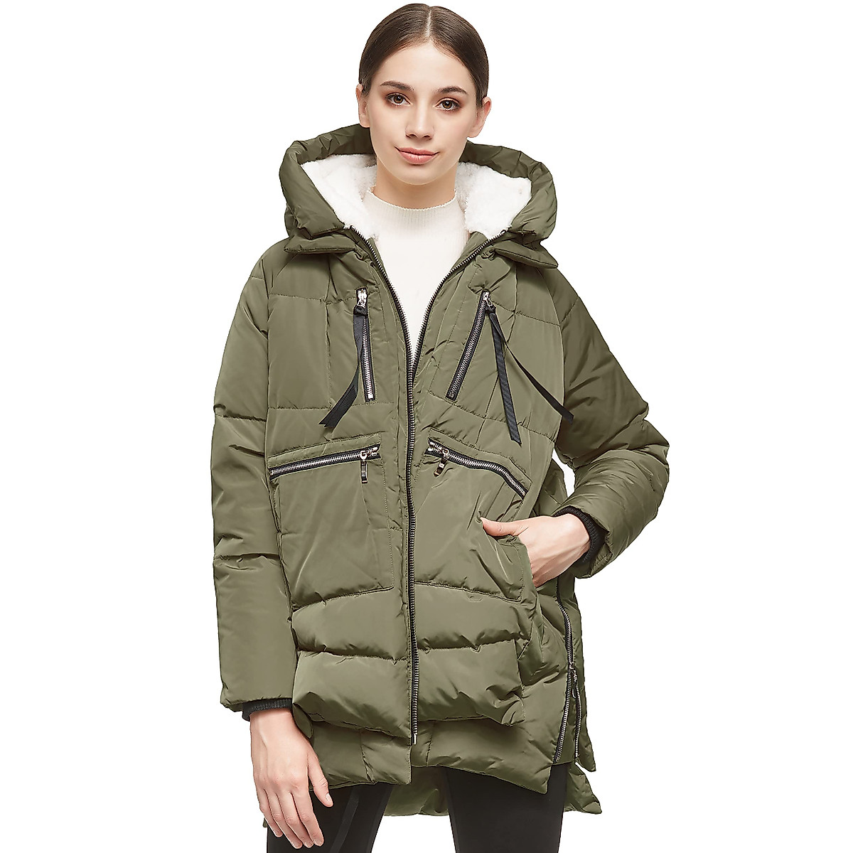 Orolay Women's Thickened Down Jacket Green L