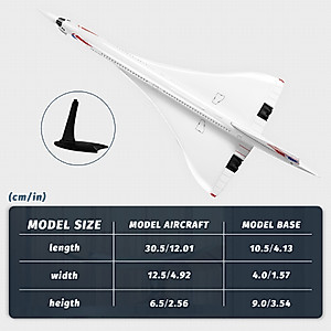 Lose Fun Park 1:200 Scale British Airways Concorde Model Airplane G-BOAG Alloy Diecast Airplane Model Plane Kits for Adults Collection and Gift