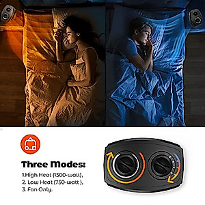 andily Space Heater Electric Heater for Home and Office Ceramic Small Heater with Thermostat, 750W/1500W