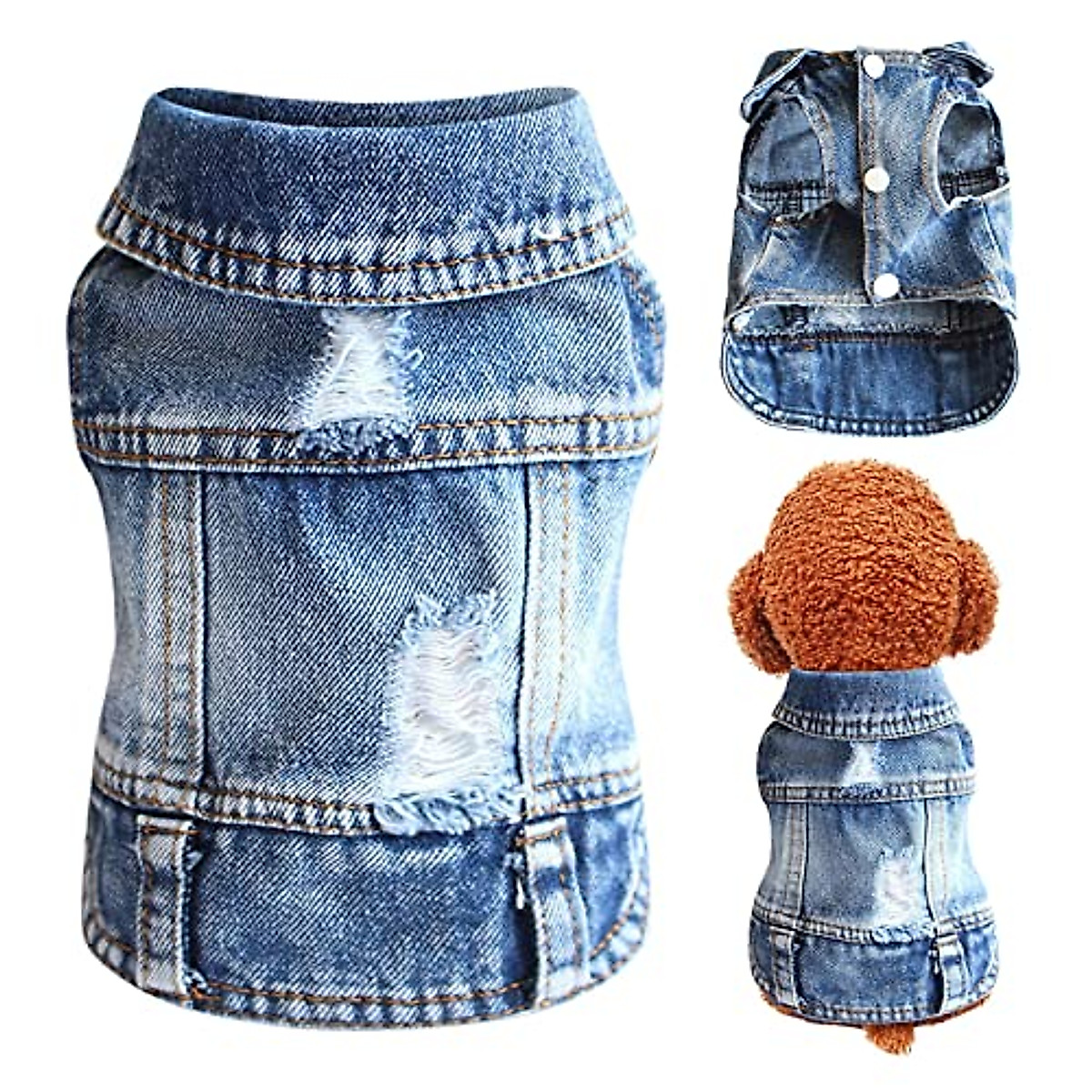 Large Dog Apparel Vest Clothing Spring Fashion for Small Jean Cool Cats Shirt Breathable Jacket Pet Dog Clothes for Girls Medium