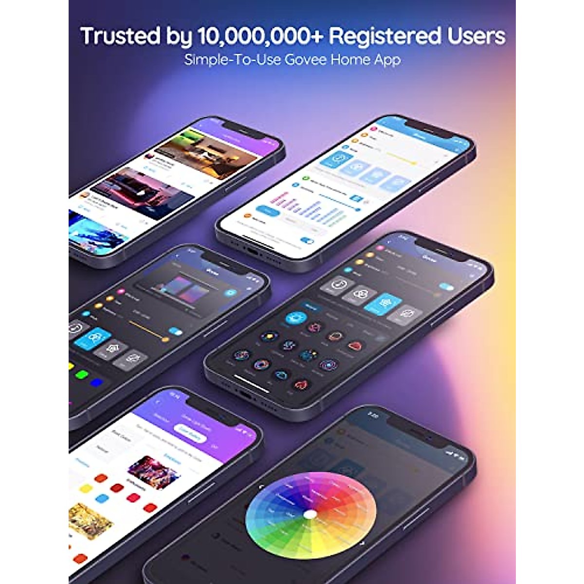 Govee Smart WiFi LED Strip Lights , 50ft RGB LED Lights Work with Alexa and Google Assistant, Color Changing Light Strip, Music Sync, App Controlled LED Lights for Bedroom and Gaming, Easy to Install