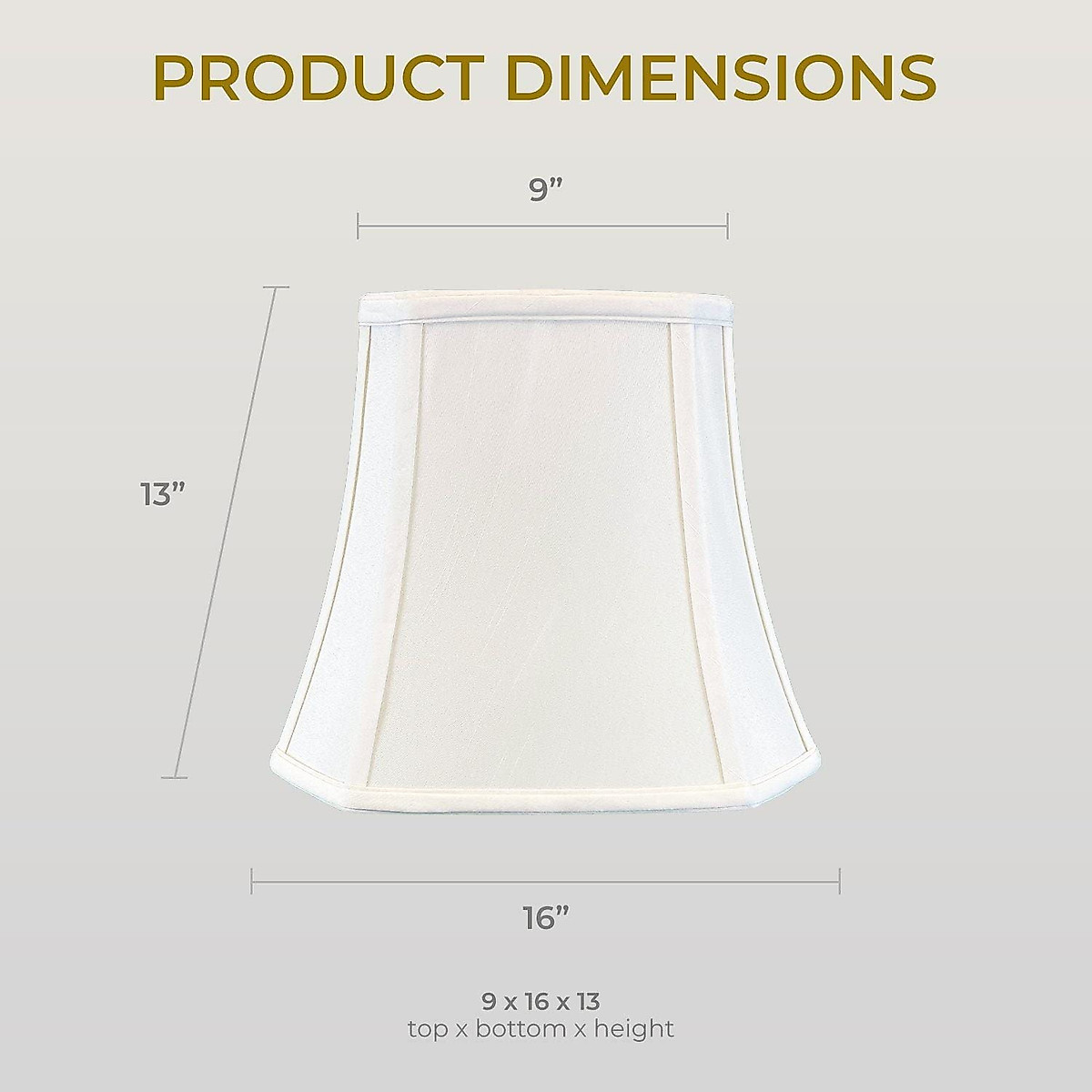 Royal Designs Square Cut Corner Bell Basic Lamp Shade, White, 9 x 16 x 13