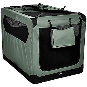 Amazon Basics Folding Portable Soft Pet Dog Crate Carrier Kennel, 42 x 31 x 31 Inches, Grey