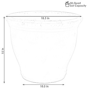 Sunnydaze Large Ceramic Planter - Indoor or Outdoor Plant Pot with Drainage Holes - Seafoam Glaze Finish - 18" - Studio