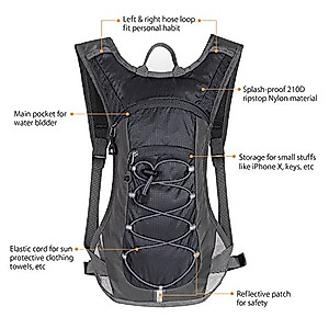 Unigear Hydration Pack Backpack with 70 oz 2L Water Bladder for Running, Hiking, Cycling, Climbing, Camping, Biking (Black)