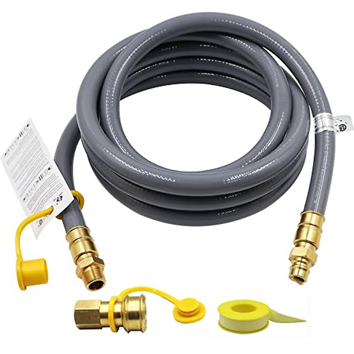 15FT, 24FT, 30FT, 50FT 3/4" ID Natural Gas Hose with Quick Connect Fittings for NG/LP Propane Appliances, Grill, Patio Heaters, Generators, Pizza Oven, etc. Useful Indoors & Outdoors