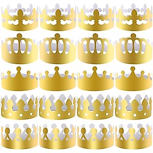 SIQUK Gold Paper Crowns, 25 Pieces Party King Crown Paper Hats for Party, Bridal Shower, Wedding, Graduation, Birthday, 59-61cm, Gold