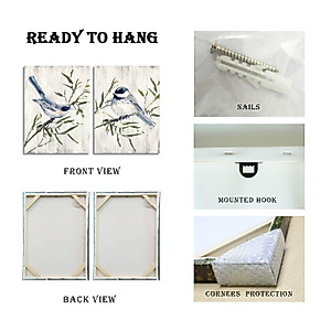 TAR TAR STUDIO Bird Canvas Wall Art Picture: Nature-Inspired Painting Artwork on Canvas for Bathroom (18''W x 24''H x 2 PCS, Multiple Style)