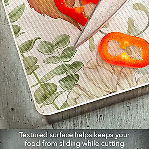 CounterArt Farmhouse Fall Decorative 3mm Heat Tolerant Tempered Glass Cutting Board 15" x 12" Manufactured in the USA Dishwasher Safe