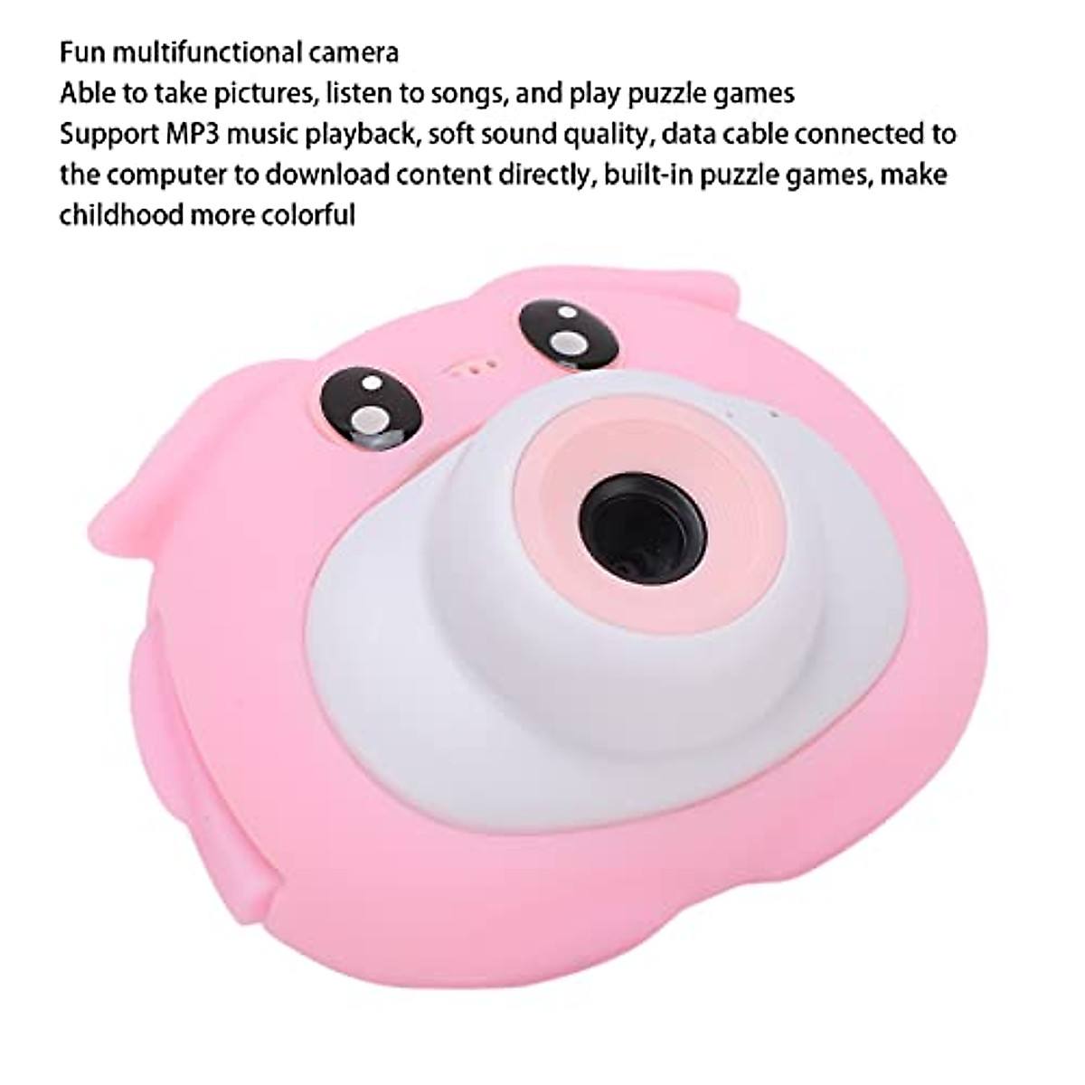 Mini Kids Camera, Specially Made Kids Camera Music Playback USB Interface 27 Head Stickers Built in 400mAh Battery for Picnic for Girls(Pink)