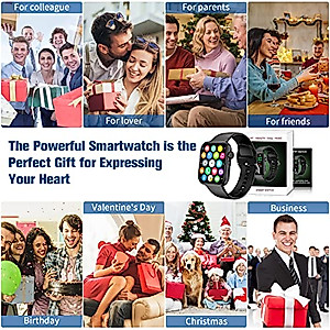 Smart Watch for Men And Women，2023 Newest Fitness Tracker for Android and iOS Phones with Waterproof Large Screen (Make/Answer Call)，Sleep Tracking for Health Heart Rate Fitness Smartwatches Black