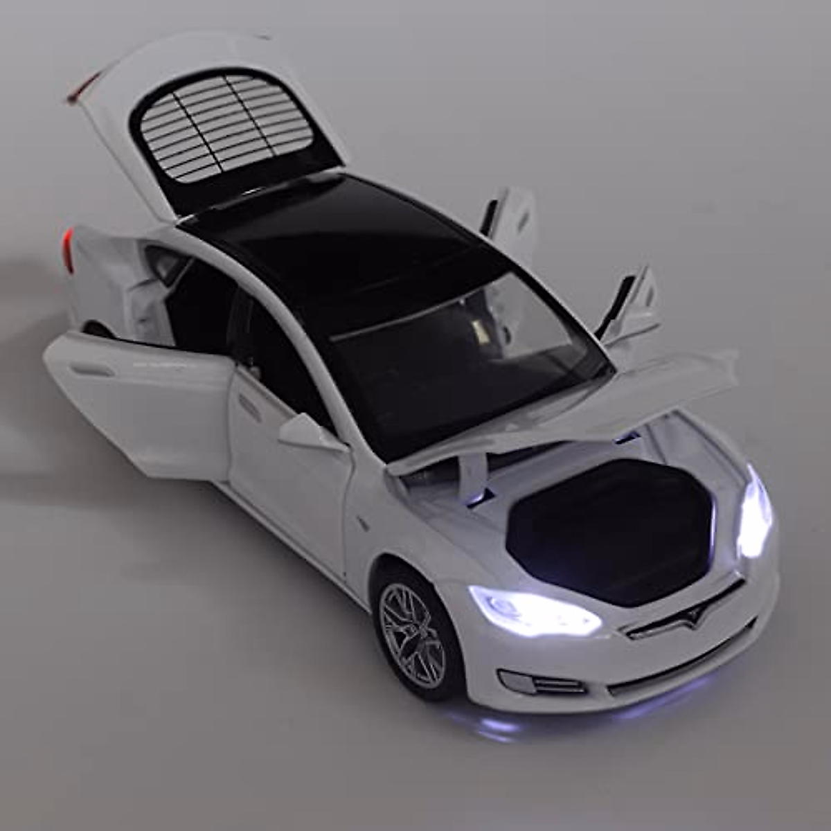 Model S Alloy Diecast Toy Car 1:32 Scale 3+ Years Old Boy Toy Model Car with Light and Sound,White