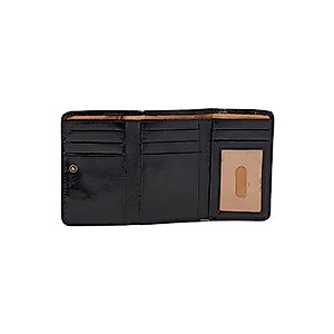 HOBO Jill Wallet For Women - Snap Flap Closure and Patterened Polyester Lining, Compact and Handy Wallet Black One Size One Size