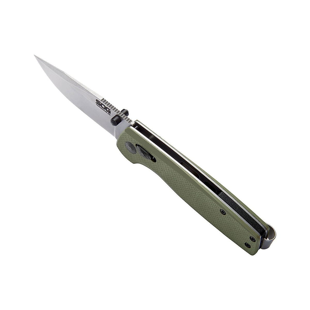 SOG Terminus XR G10 Daily Carry Rugged EDC Ambidextrous Pocket Folding Knife | G10 Handle | Wear-Resistant D2 Steel Blade, Olive Drab, Clam Pack