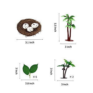 Dinosaur Cake Toppers with Dinosaur Eggs Leaves Trees Cake Decorations for Birthday Party Dinosaur Theme Party