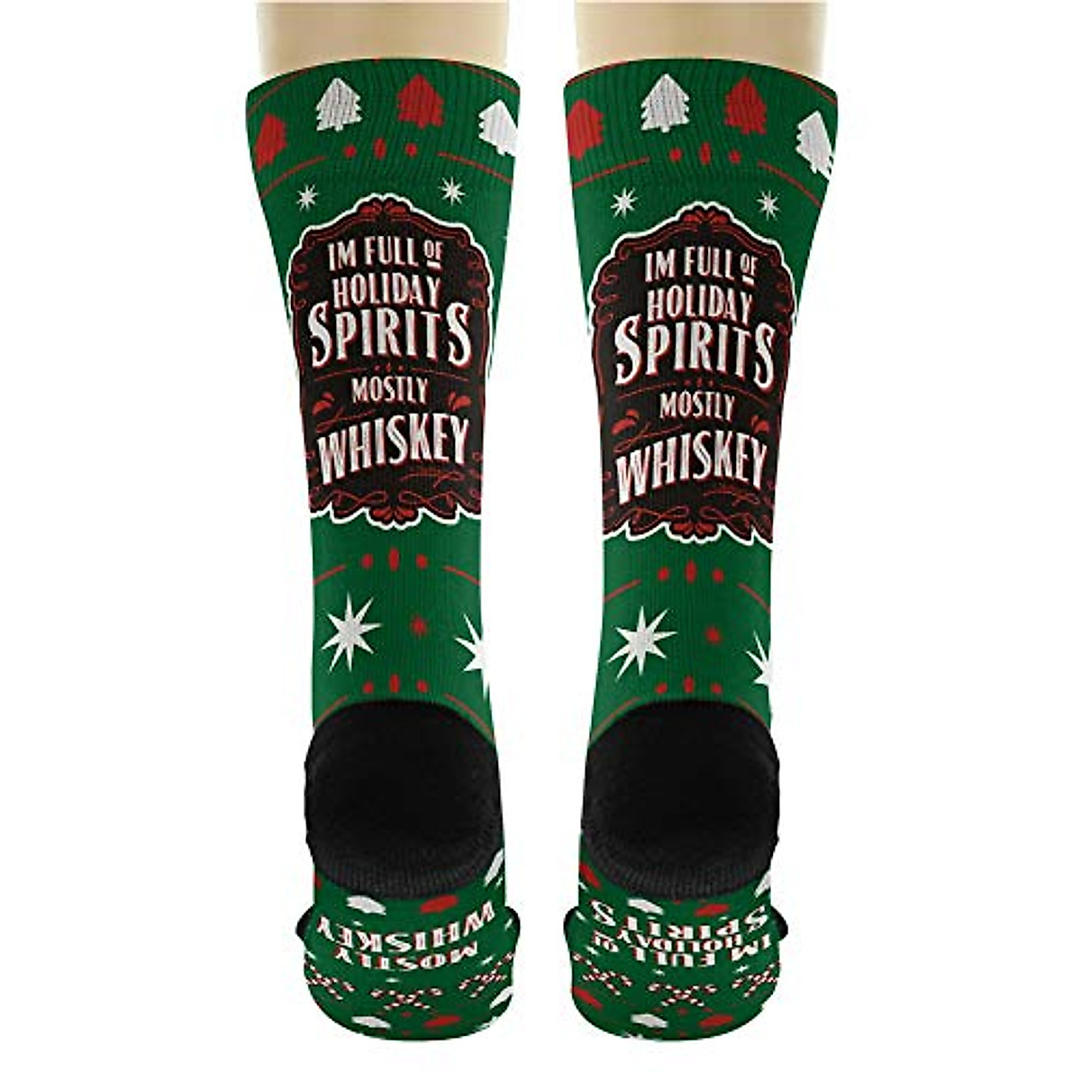 Hoilday Novelty Socks I'm Full Of Holiday Spirits Mostly Whiskey 1-Pair Novelty Crew Socks