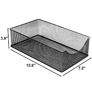 Sorbus 2 Tier Under the Sink Organizer Baskets with Mesh Sliding Drawers —Ideal for Cabinet, Countertop, Pantry, and Desktop, for Bathroom, Kitchen, Office, etc.—Made of Steel (Black)