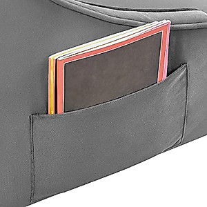 Yaheetech Accent Chair Modern, Velvet Armchair Lounge Chair with Rubberwood Legs and Side Pocket for Living Room Bedroom Lounge, Gray