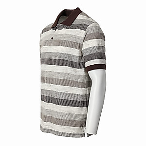 Gioberti Mens Club Stripe Polo Shirt - Short Sleeve, Regular Fit, Yarn Dye, Brown, Size L