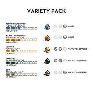 Nespresso Capsules OriginalLine, Mild Roast Blend Variety Pack, Mild Roast Coffee, 50 Count Espresso Coffee Pods, Brews 3.7 ounce and 1.35 ounce (ORIGINALLINE ONLY)