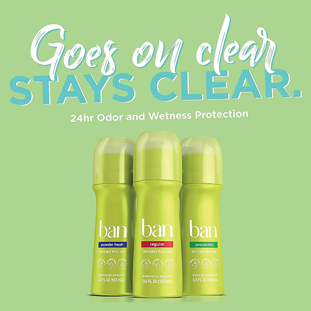 Ban Anti-Perspirant Deodorant Original Roll-On Unscented 1.50 oz ( Pack of 2)