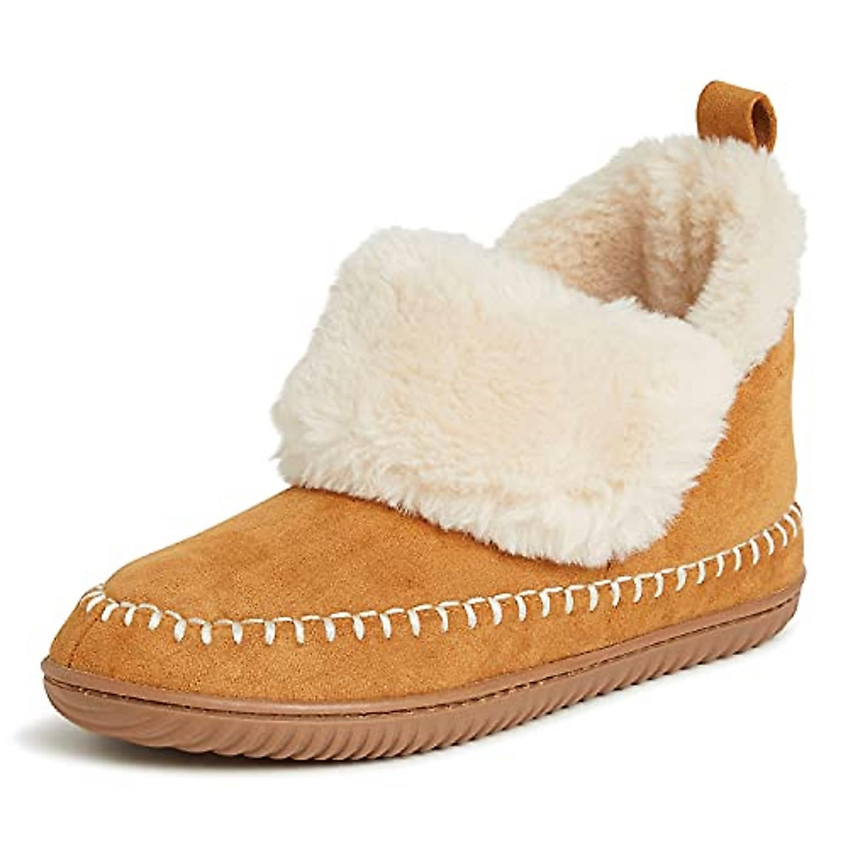 Dearfoams Women's Alpine Moritz Outdoor Arch Support House Shoe Bootie Slipper, Whiskey, 8-9
