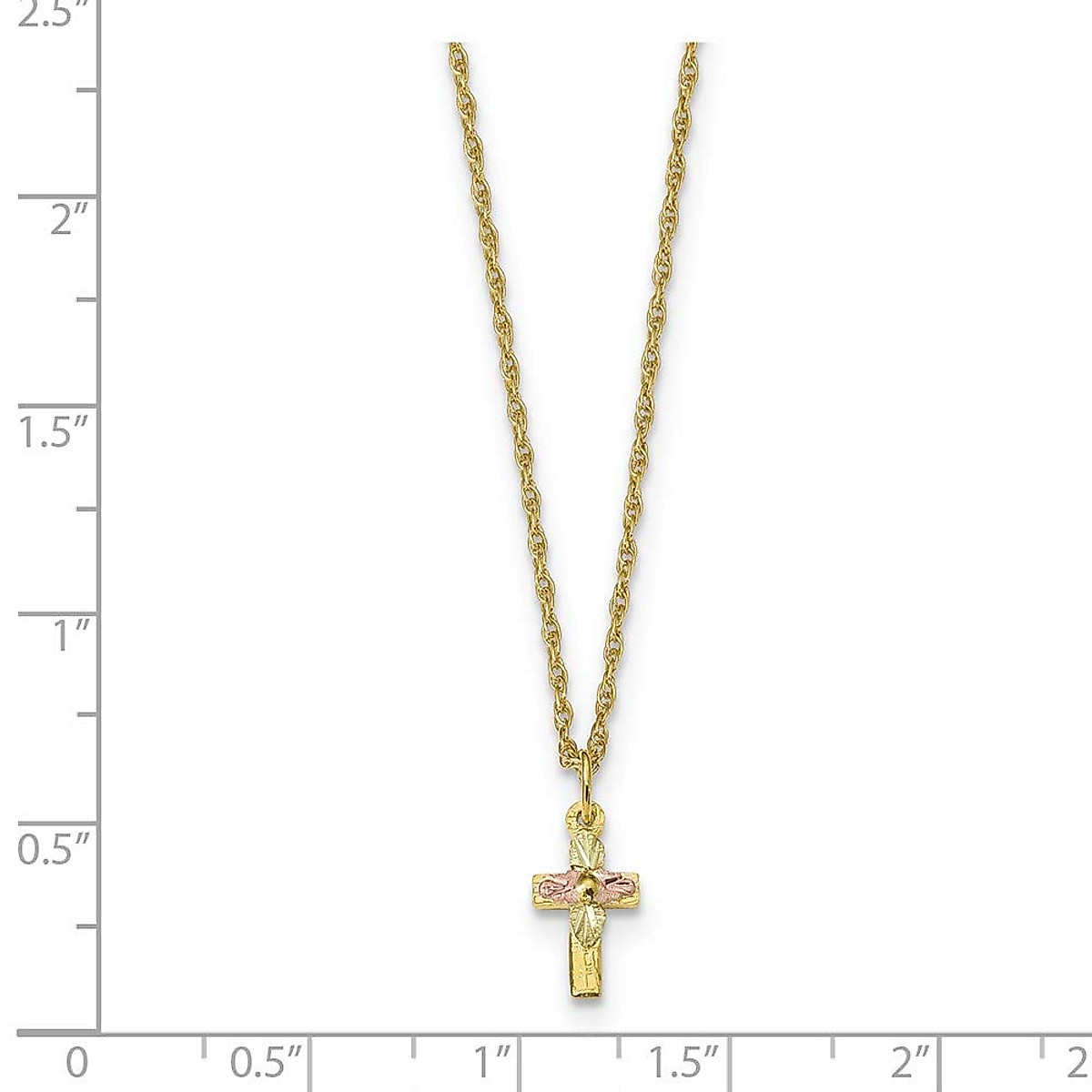 10k Tri-Color Black Hills Gold Cross Necklace Q10BH703-18