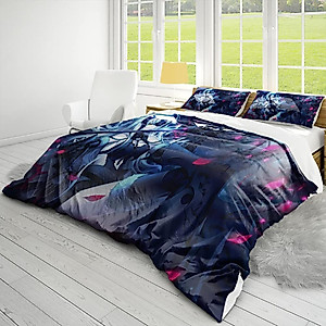 AKARDO Fate Grail War Anime Duvet Cover Soft 3D Printed Bedding Set with Comforter Cover 3 Piece Set Includes 2 Pillowcases and 1 Duvet Cover Machine Washable (12,Twin (68"x86"))