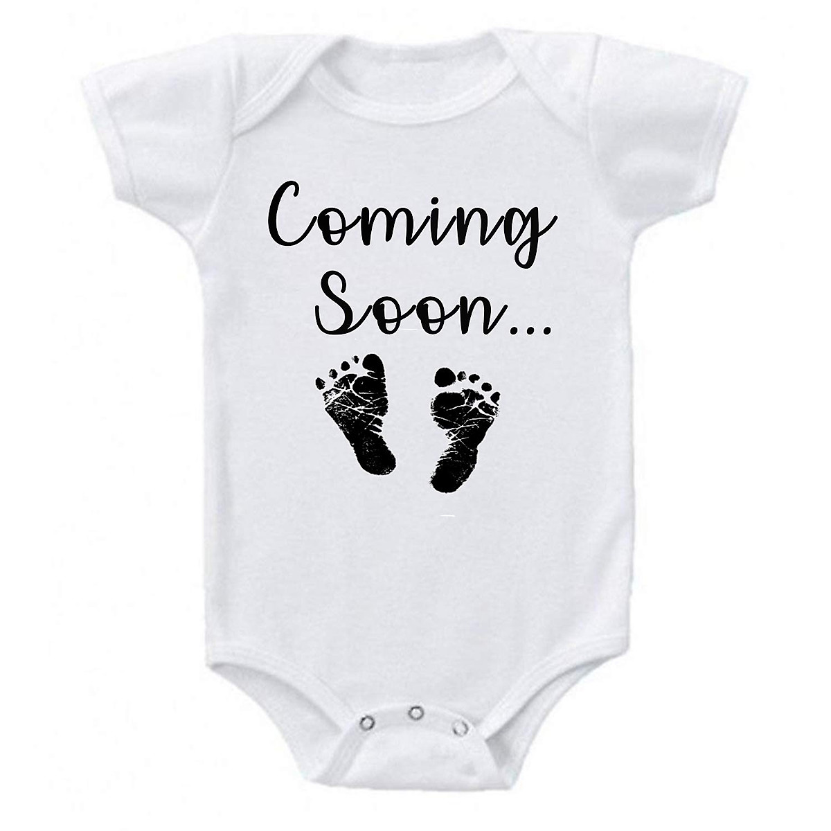 Ink Trendz Coming Soon... Baby Feet Pregnancy Announcement Baby Bodysuit (White, Newborn)