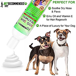 Vet Recommended Dog Dry Skin Cream & Moisturizer - Helps Dog Hair Loss Regrowth - Dry Nose & Cracked Paws - Works with Hot Spots for Dogs - 240ml (8 Oz)