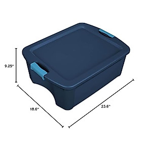 Sterilite 12 Gallon Multipurpose Latching Lid Storage Tote Containers for Home and Office Organization with Carry Handles, True Blue (12 Pack)