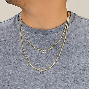 Nuragold 14k Yellow Gold 2.7mm Solid Miami Cuban Link Chain Pendant Necklace, Mens Womens Jewelry 16" 18" 20" 22" 24" 26" 28" 30"