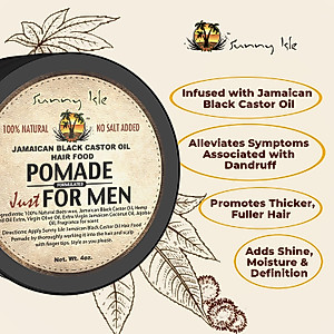 Sunny Isle Jamaican Black Castor Oil Hair Food Pomade For Men, 4 oz | For Dry Scalp, Hair Breakage, Growth Stimulation, Frizz Control & Dandruff