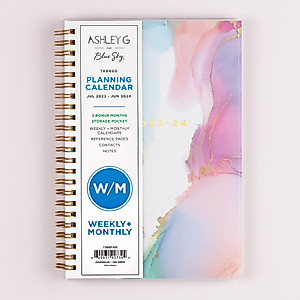 Ashley G for Blue Sky 2023-2024 Academic Year Weekly and Monthly Planner, 5" x 8", Flexible Cover, Wirebound, Multi Color Smoke (133682-A24)