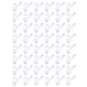 Ocptiy Clear Plastic Earring Stud Retainer Set Acrylic Silicone Invisible Earrings Post 20G Bioflex Flat Ear Tragus Cartilage Helix Earring Pin Ring Spacers Piercing Jewelry Men Women Work Sport
