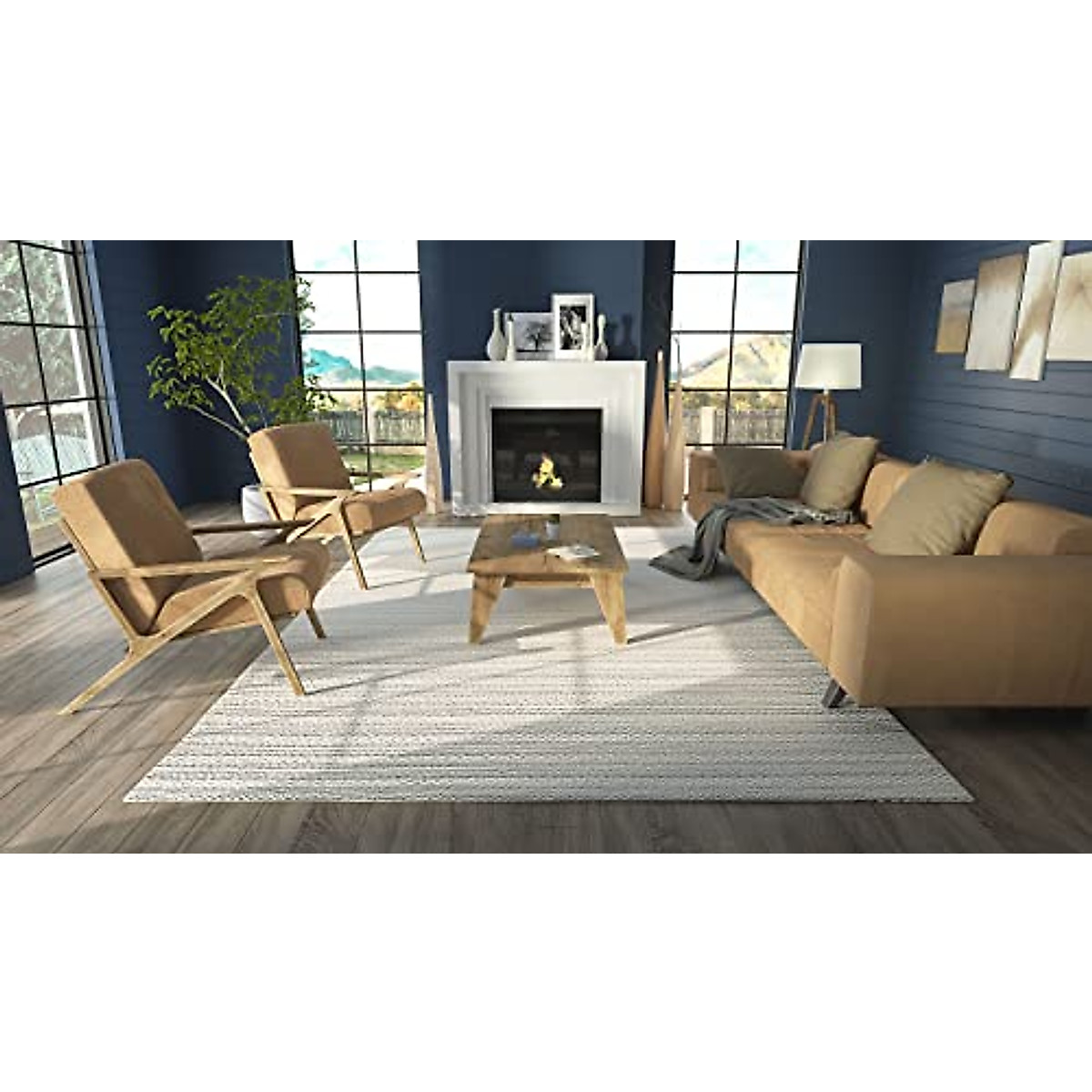 Momeni Andes Wool and Viscose Area Rug, 7'9" X 9'9", Ivory