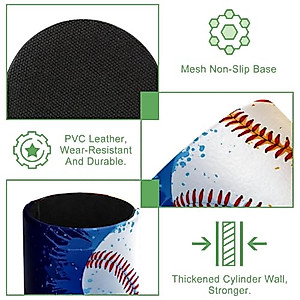 Pen Holder for Desk, Art Red and Blue Baseball Large Pencil Holder Pen Cup Decorative Desktop Organizers for Home, School, Classroom, Office