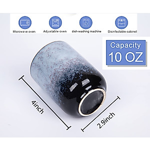 LLDAYU Japanese Sushi Yunomi Tea Cups Set of 2, Handle-less Ceramic Tea cups,10oz/300mL