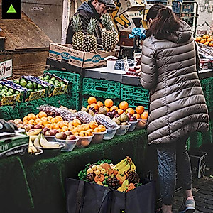 Reusable Grocery Bags Heavy Duty - 5 Pack Extra Large Collapsible Market Totes with Handles, Strong Washable Cloth Fabric Foldable Shopping Bags with Rigid Plastic Bottom for Produce, Food - 15x9.5x13