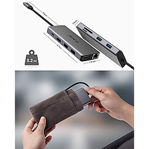 USB C Hub, Type C Hub, TOTU 11-in-1 Adapter with Ethernet, 4K USB C to HDMI, VGA, 2 USB3.0 2 USB2.0, Micro SD/TF Card Reader, Mic/Audio, USB-C Pd 3.0, Compatible for Mac Pro and Other Type C Laptops