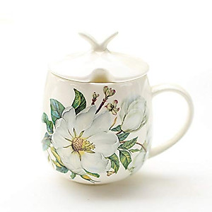 400ml Coffee Mugs with Spoon, Europe Noble Bone China Coffee Cup, Floral Ceramic Tea Cup, Tea Cup, Fancy Tea Cups, Gifts for Women, Tea Mugs,Flower Tea Cup, Luxury Tea Sets for Women