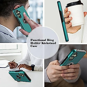 lovpec for Samsung Galaxy A54 5G Case with Glass Screen Protector, Ring Holder Kickstand Drop Proof Protective Slim Dual Layer Stand Non-Slip Tough Cover Cell Phone Case for Galaxy A54 5G (Green)