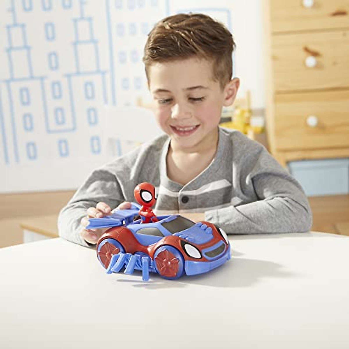 Spidey and His Amazing Friends Marvel Change 'N Go Web-Crawler and Spidey Action Figure, 2-in-1 Vehicle, 4-Inch , for Kids Ages 3 and Up