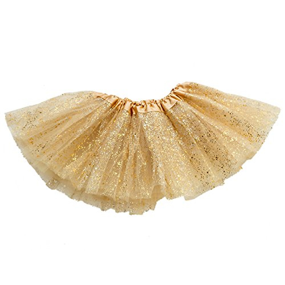 GOODTECK Newborn Infant Baby Professional 3 Layers Sequin Tutu Tulle Skirt (3-8 Years, Gold)