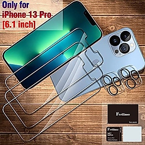Ferilinso Designed for iPhone 13 Pro Screen Protector, 3 Pack HD Tempered Glass with 2 Pack Camera Lens Protector, Case Friendly, 9H Hardness, Bubble Free, 5G 6.1 Inch, easy installation